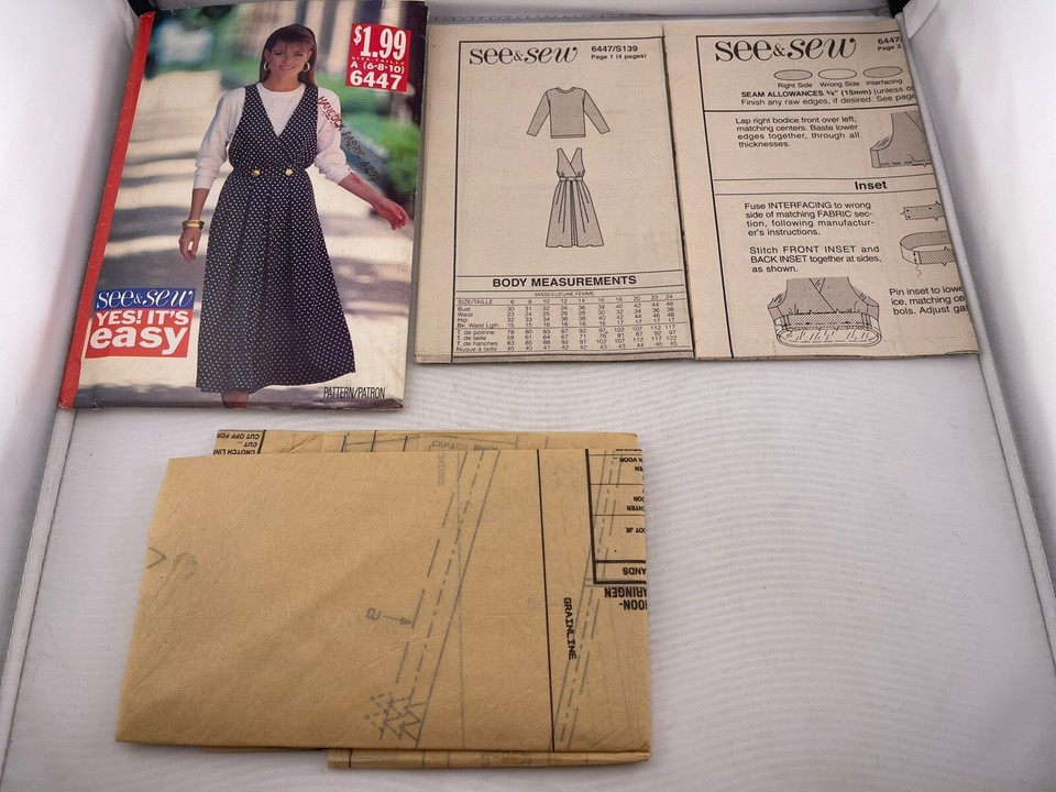 Vintage 90s Butterick Pattern 6447 Uncut Jumper V Neck Mock Wrap Top 6 ...