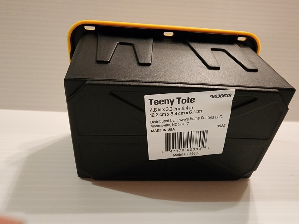 Lowes Lowe's Teeny Totes, X-Small, .38 Quarts, Black Tote W/Yellow Lid ...