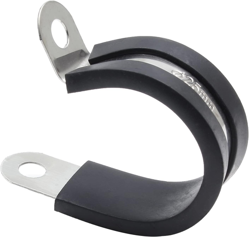 12pcs 1 inch (25mm) Cable Clamps, Stainless Steel Wire Clamps, Rubber ...