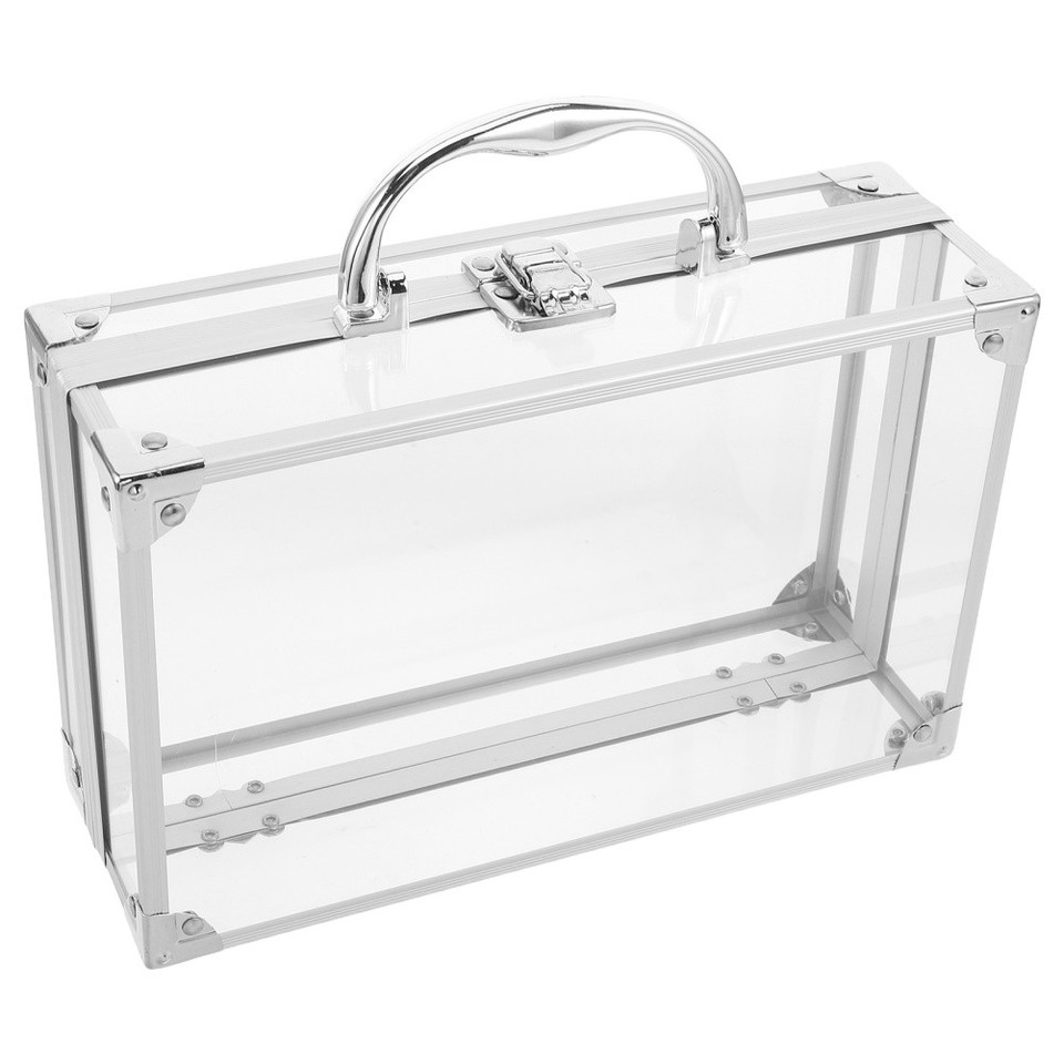 Transparent Portable Book Box Books Holder with Handle Organizing ...