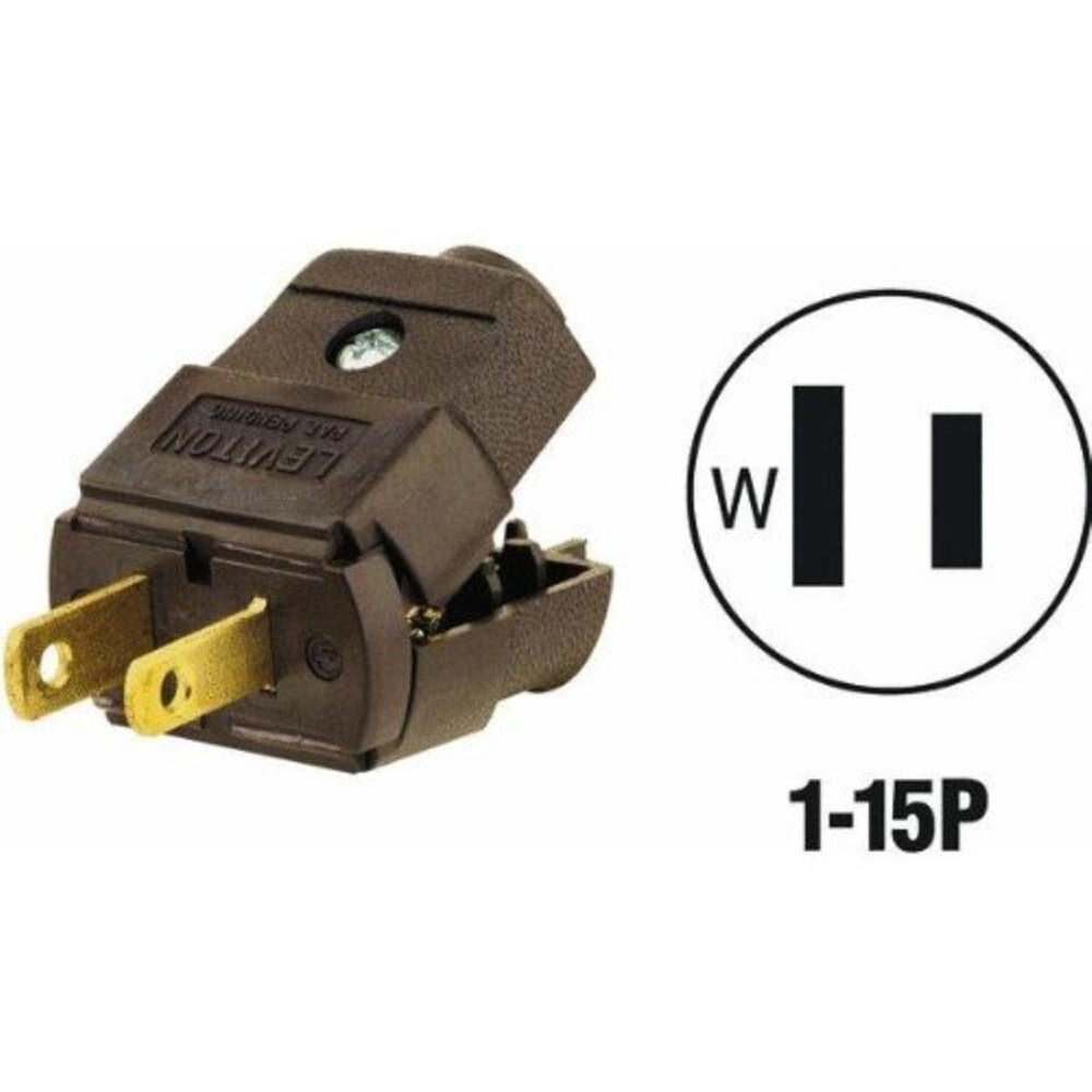 2 Leviton Two Prong Replacement Plugs, Brown, Polarized, 101-2EP 15A ...