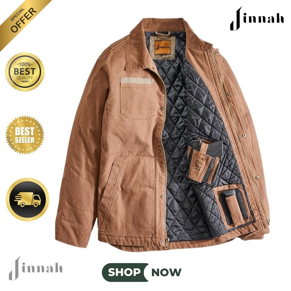 jinnah Concealed Carry Jacket for Men - Heavy Duty Canvas - Conceal ...
