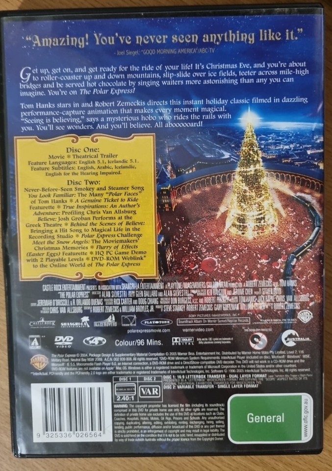 The Polar Express (DVD, 2004) Tom Hanks, Steven Tyler, Region 4 - VGC ...