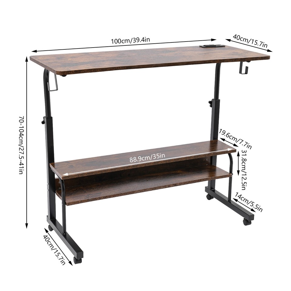3-Tier Adjustable Height Computer Desk With Usb Ports And Plugs Movable ...
