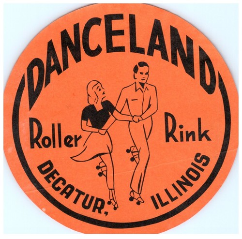 Original Vintage 1940s Roller Skating Rink Sticker Danceland Decatur IL ...