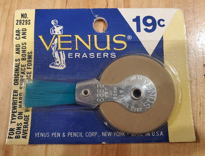 Venus Typewriter Eraser In Original Package. No. 2929S White Eraser ...