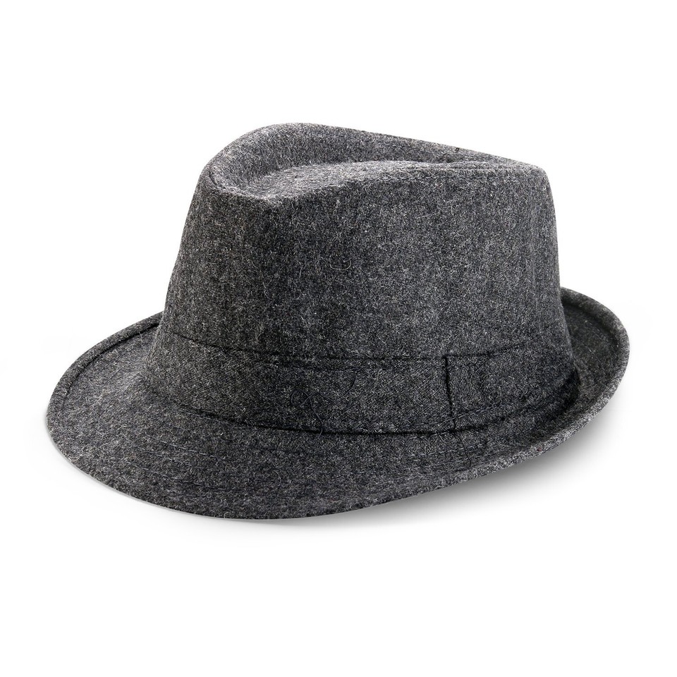 Men's Trilby Fedoras Hat Manhattan Panama Jazz Cap Gangster Short Brim ...