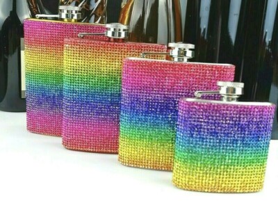 Hip Flask Rainbow Bling Flask Gift for Ladies Wine/Alcohol Pocket HOT ...
