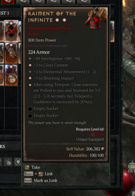 Raiment Of The Infinite 2 GA - Softcore Eternal💥 DIABLO 4 💥Chest Armor💥 ...