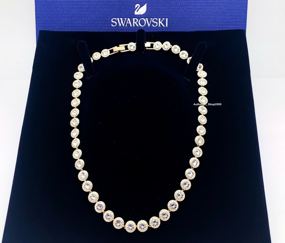 100% SWAROVSKI Rhodium Rose Gold Angelic Stone Sparkle Necklace 5117703 ...