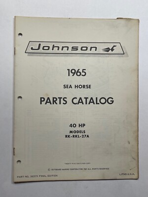 1965 Johnson (Sea Horse 40 HP Models) Boat Motor Parts Catalog #380579 ...