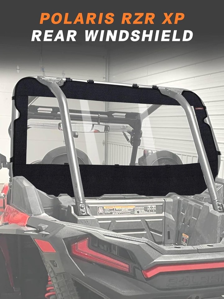 UTV Soft Rear Windshield -Polaris RZR Back Window - Durable, Easy Black ...