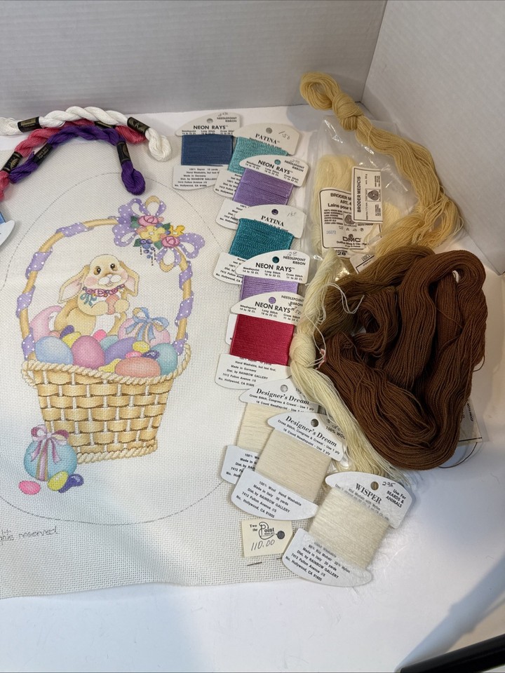 Needlepoint Easter Rabbit Egg Shape Standup Doll Canvas 18Ct Mesh W ...