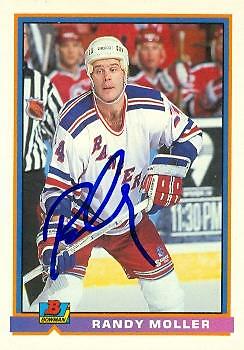 Randy Moller autographed Hockey Card (New York Rangers) 1991 Bowman #58 ...