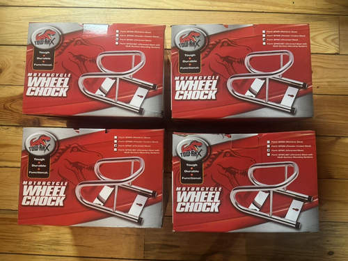 (4) TowRax Tow Rax Motorcycle Wheel Chock SPWC Chrome Steel Harley GSXR ...