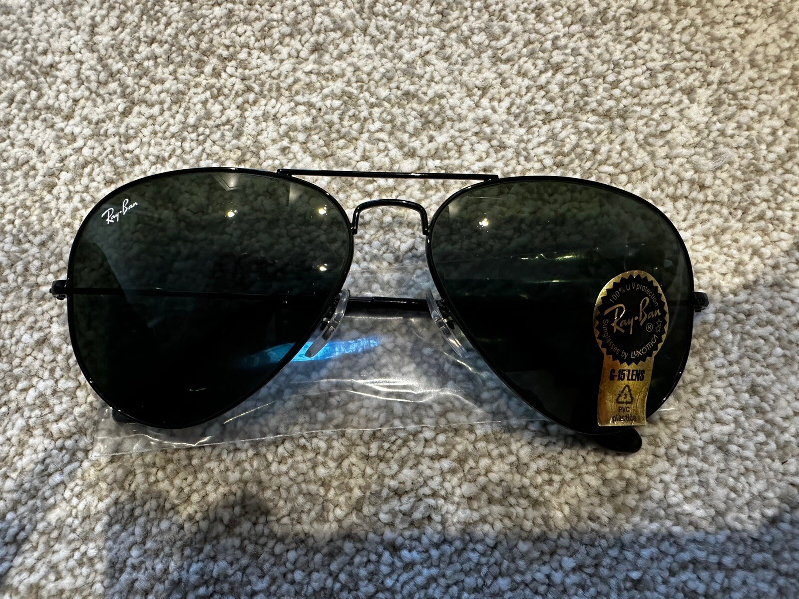 Ray-Ban Aviator Classic G15 Polarized Sunglasses - Black/Green (RB3025 ...
