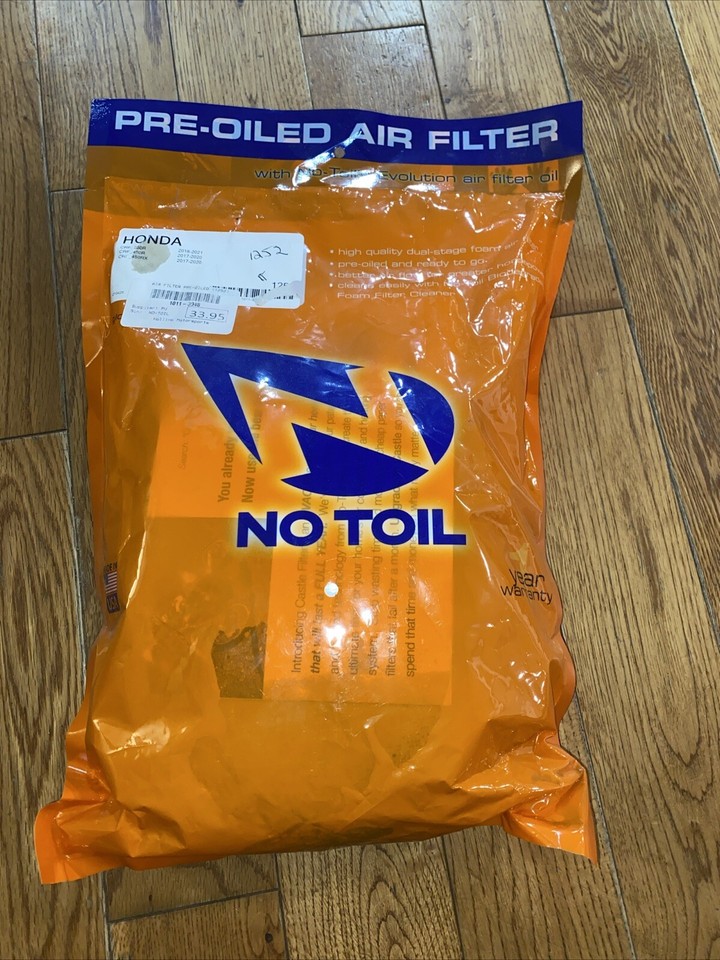 No Toil Pre-Oiled Air Filter 1252 Crf250r 18-21 Crf450r 17-20 Crf450rx ...