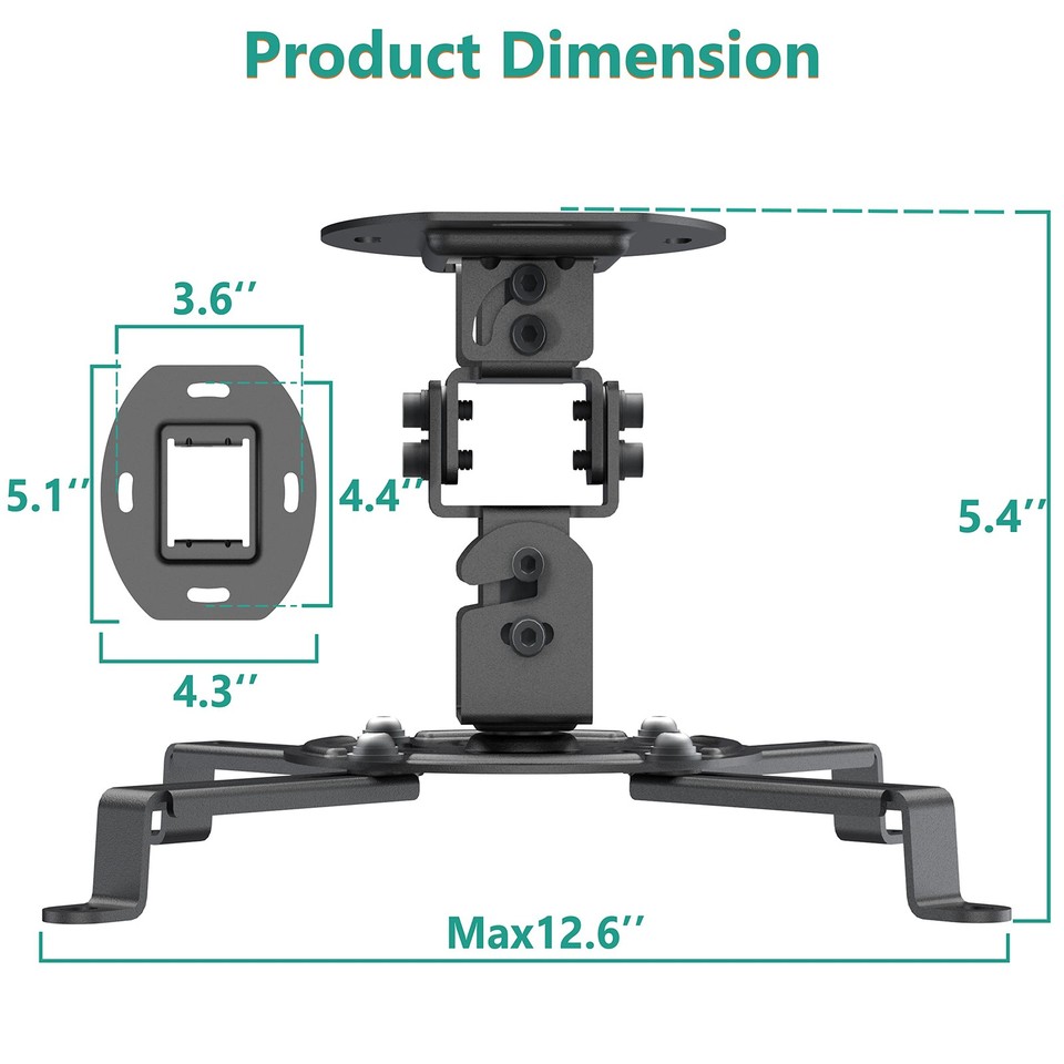WALI Projector Ceiling Mount, Universal Low Profile Projector Mount ...