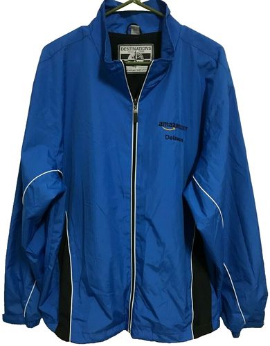 DELAWARE AMAZON Men Blue Full Zip Vented Jacket Windbreaker L ...