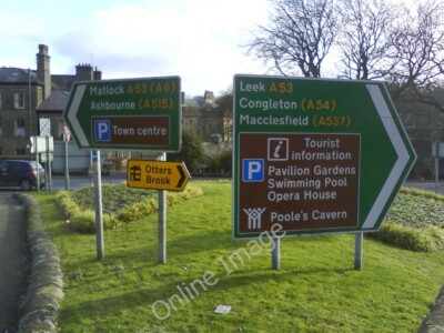 Photo 6x4 Derbyshire or Cheshire? Buxton/SK0673 This sign is located at ...