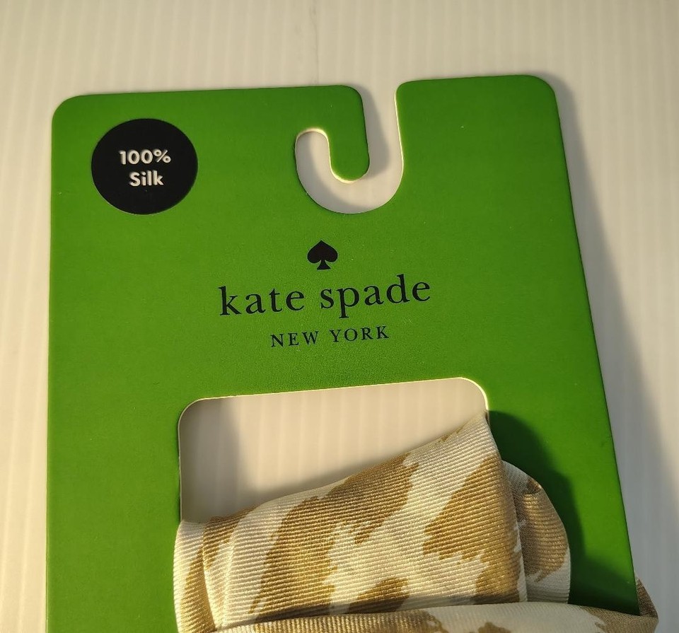 KATE SPADE 100% Silk Modern Leopard Cream,Beige Logo 30" Square Summer ...