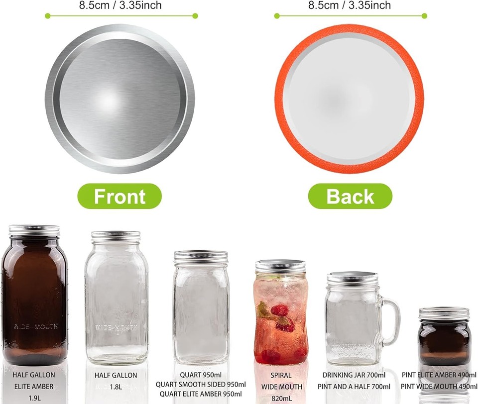 Mason Jar Lids & Rings Wide Mouth Canning Lids Ball Kerr Jar Leakproof ...