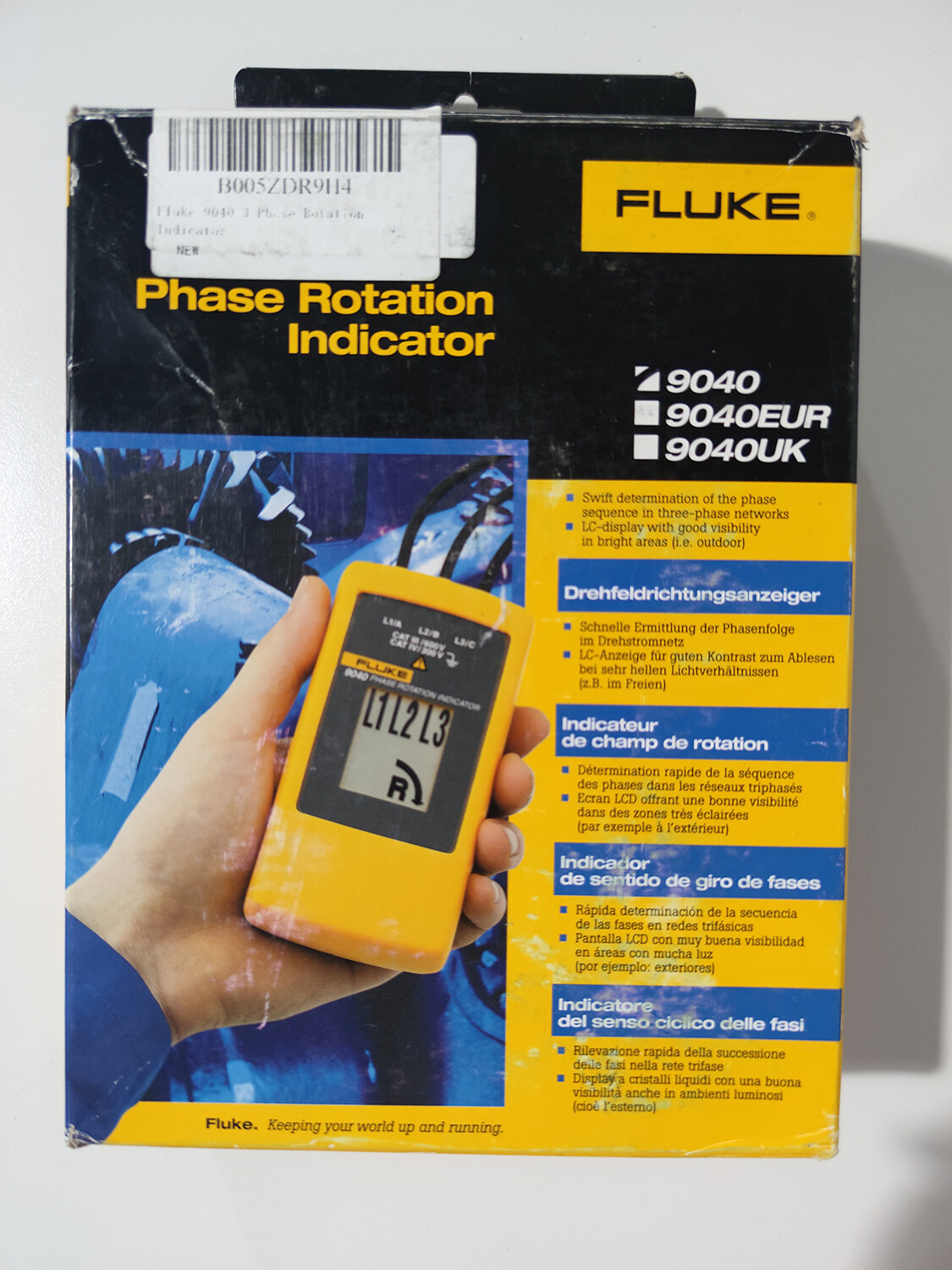Fluke 9040 3 Phase Rotation Indicator No Battery Required New Clear LCD ...