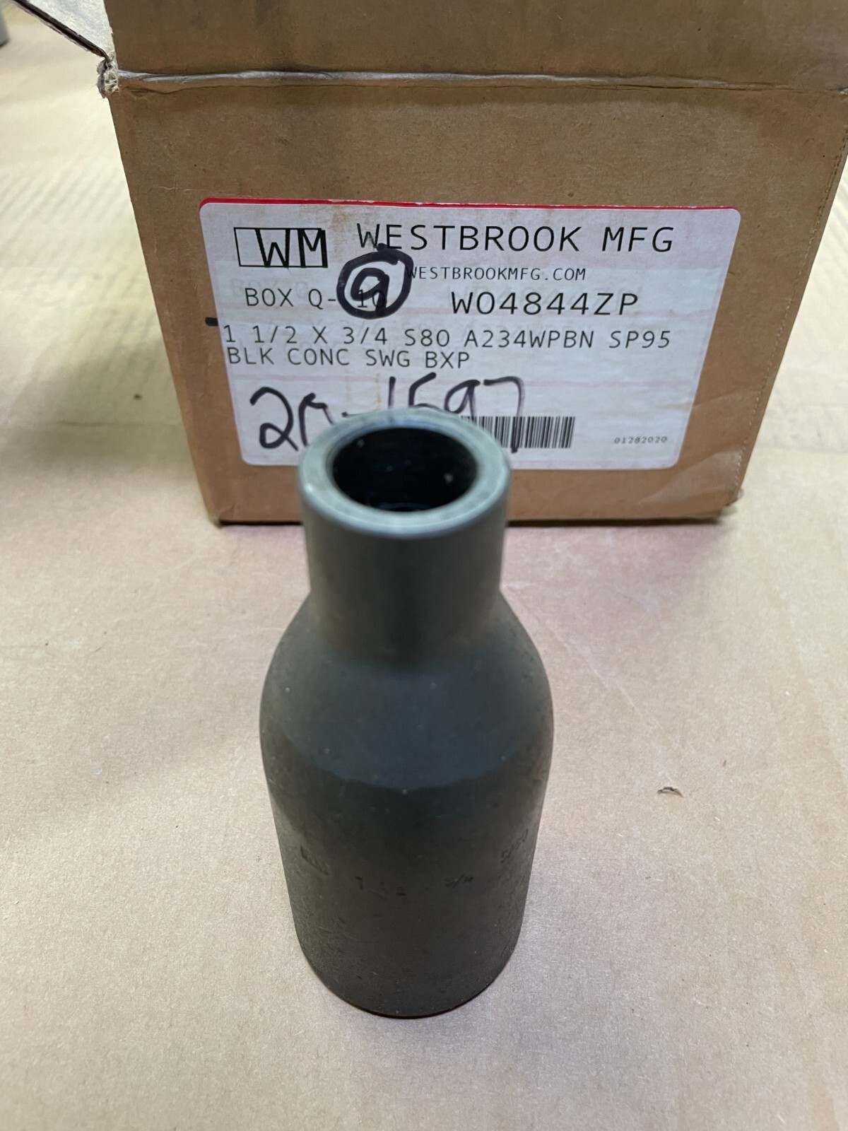 SWAGE NIPPLE 1-1/2" x 3/4" Schedule 80 Concentric Bevel x Plain A234 ...