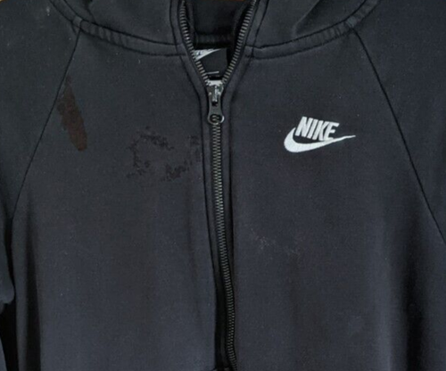 Nike XS Black Hoodie Full Zip Pockets Swoosh Logo Casual Womens (Stain ...