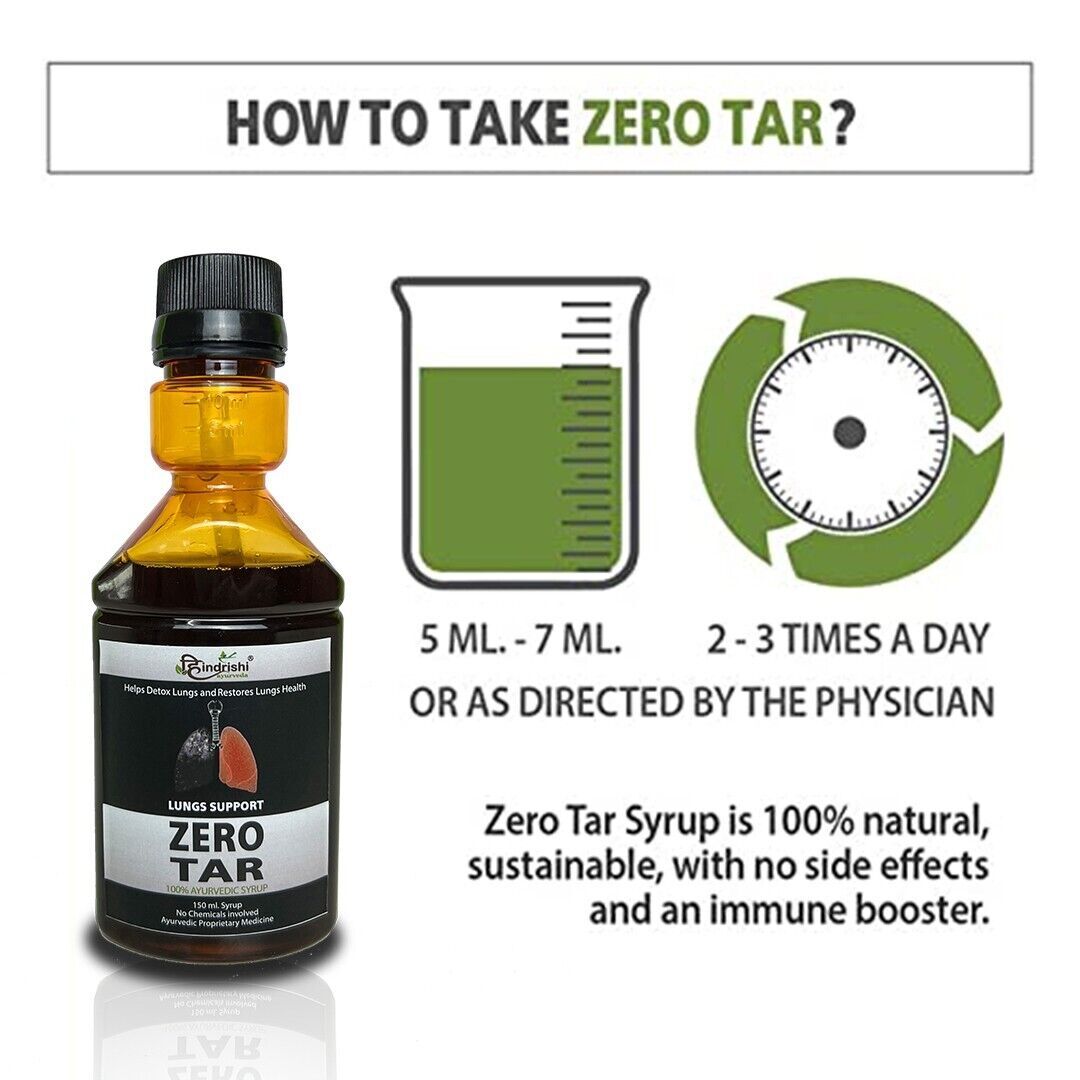 Hindrishi Ayurveda Zero Tar Syrup for Lungs Detox Herbal Supplement ...