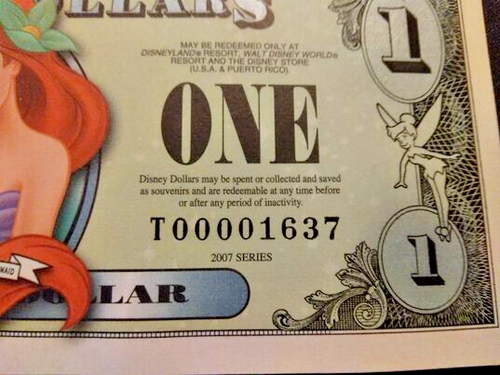 RARE Disney Dollar 2007 $1 Series T Ariel Little Mermaid "4 Digit ...