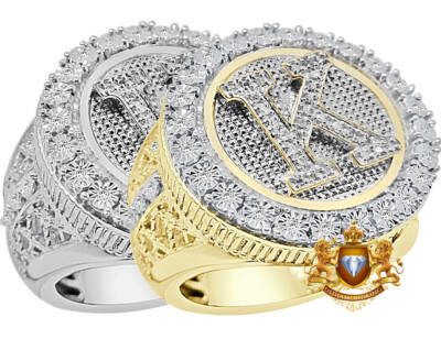 Mens Real Genuine Diamond 10K Gold Finish Initial Letter Alphabet "K ...