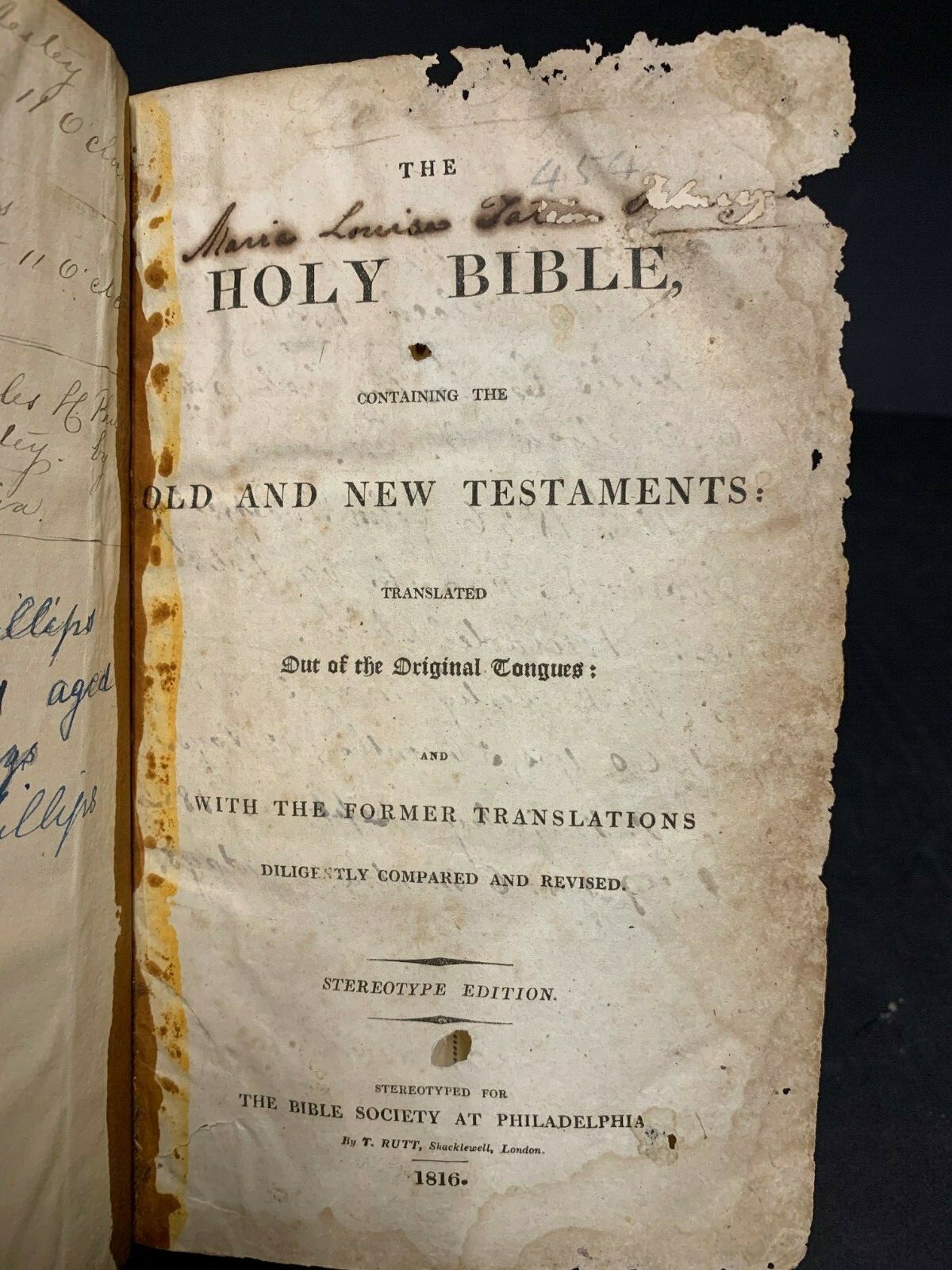 1816 Holy Bible, Bible Society at Philadelphia- sterotype edition | eBay
