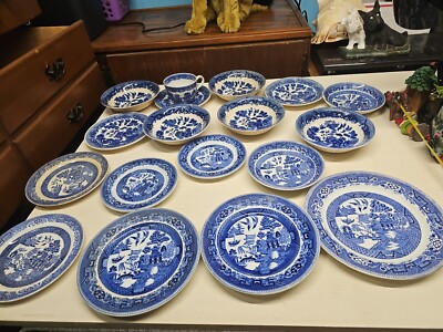BLUE WILLOW IRONWARE ENGLAND 18 Mixed Pieces CHINA see pictures (OK) | eBay