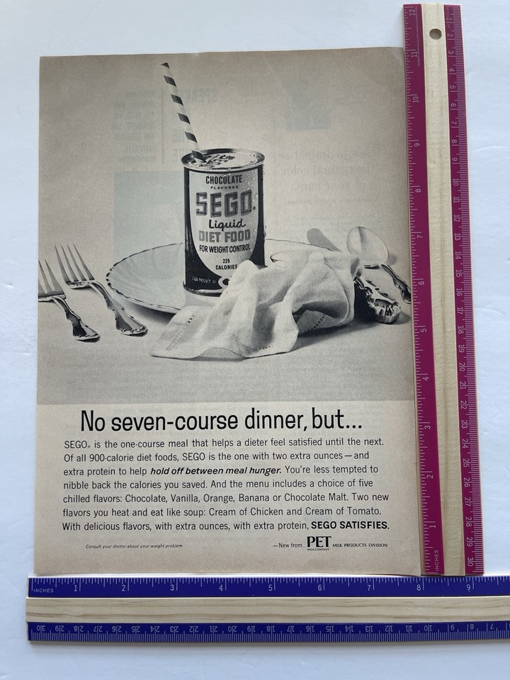 Vintage 1963 Print Ad SEGO Liquid Diet Food Advertisement | eBay
