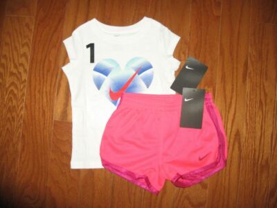 Nike 2 Pc Outfit Set Tee Shirt & Shorts Girls 2T NWT | eBay