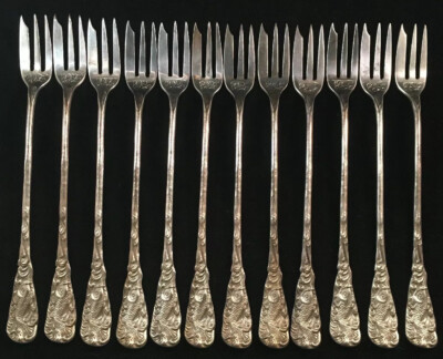 Set Of 12 Gorham Hizen Sterling Silver Oyster / Cocktail Forks ...