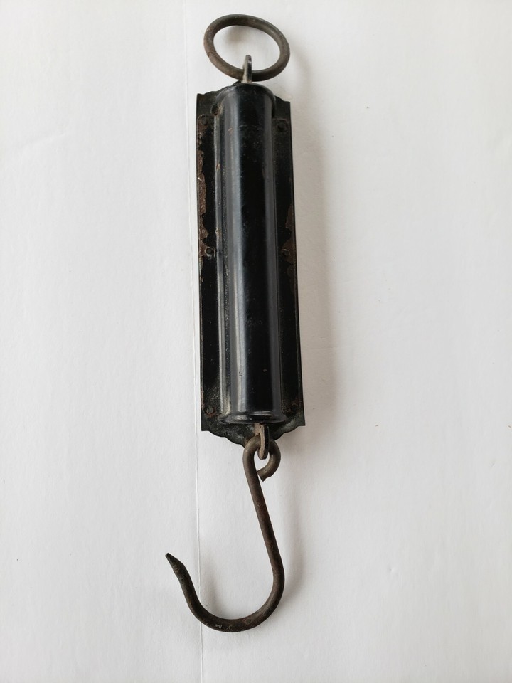 VINTAGE LANDERS IMPROVED HANGING SPRING BALANCE SCALE 0-25 POUNDS BRASS ...