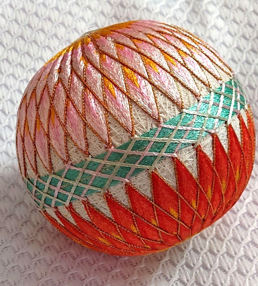 Japanese traditional handball TEMARI thread decorated ball Orange φ3.9 ...