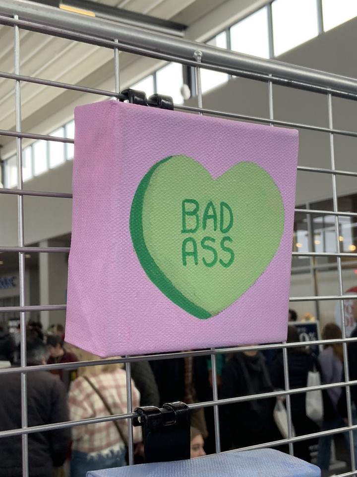 Original Heart Painting Bad Ass Motivational Art Purple And Green | eBay