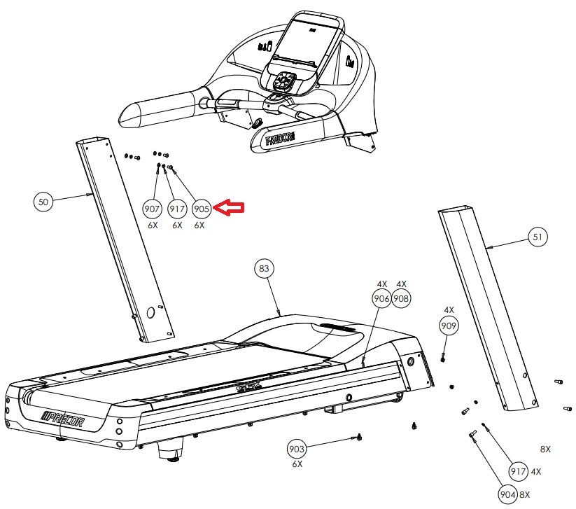 Precor C956i C954i C932i 9.3x Treadmill Upper Post Screw ...