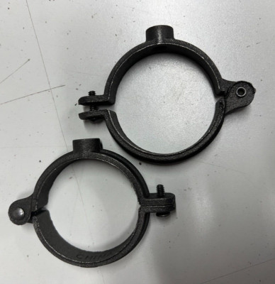 Lot of 2) 2" Extension Split Pipe Clamps Malleable Iron 180# Load Cap ...