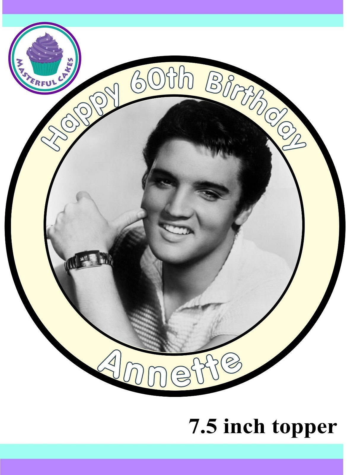 Elvis Presley Design Icing or Wafer paper Toppers PRE-CUT in various ...