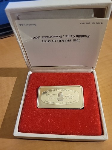 1976 FRANKLIN MINT 500 GRAINS STERLING SILVER CHRISTMAS INGOT BOX AND ...