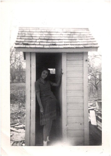 Young Woman Posing in Outhouse Doorway Coldwater Michigan 1950s Vintage ...