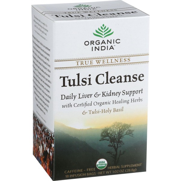 Organic India True Wellness Tulsi Cleanse Tea Caffeine - 18 Bags for ...
