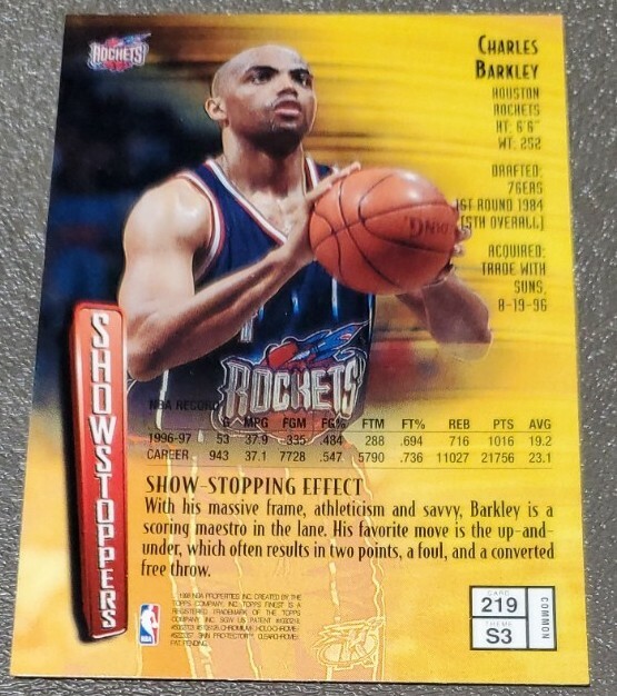 Charles Barkley 1997-98 Topps Finest Showstoppers Card #219 | eBay