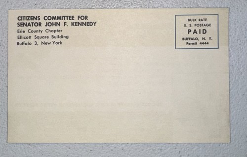 Vintage 1960 John F Kennedy Erie County Presidential Campaign Mailer 6 ...