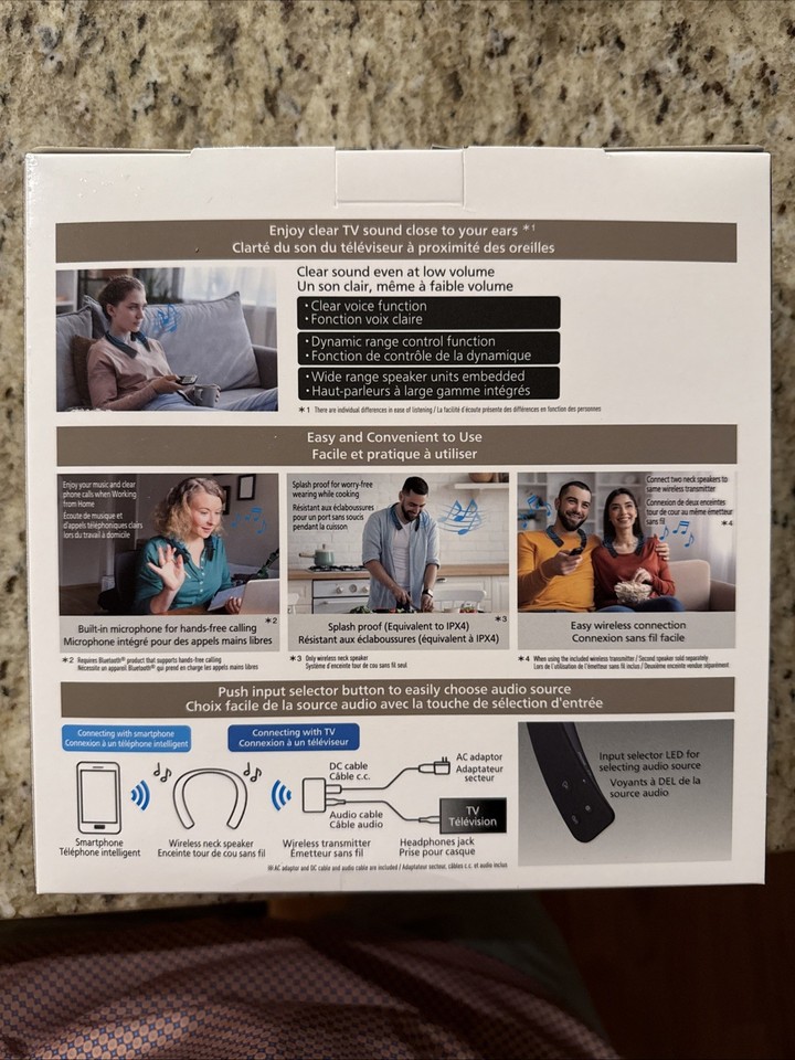 Panasonic WN10 Wireless Earbuds TV Neck Speaker Bluetooth Black | eBay