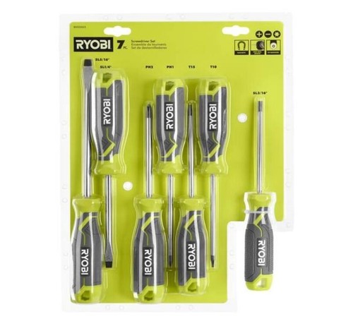 New Ryobi Screwdriver Set (7-Piece) with Cushion Grip Handles Ryobi ...